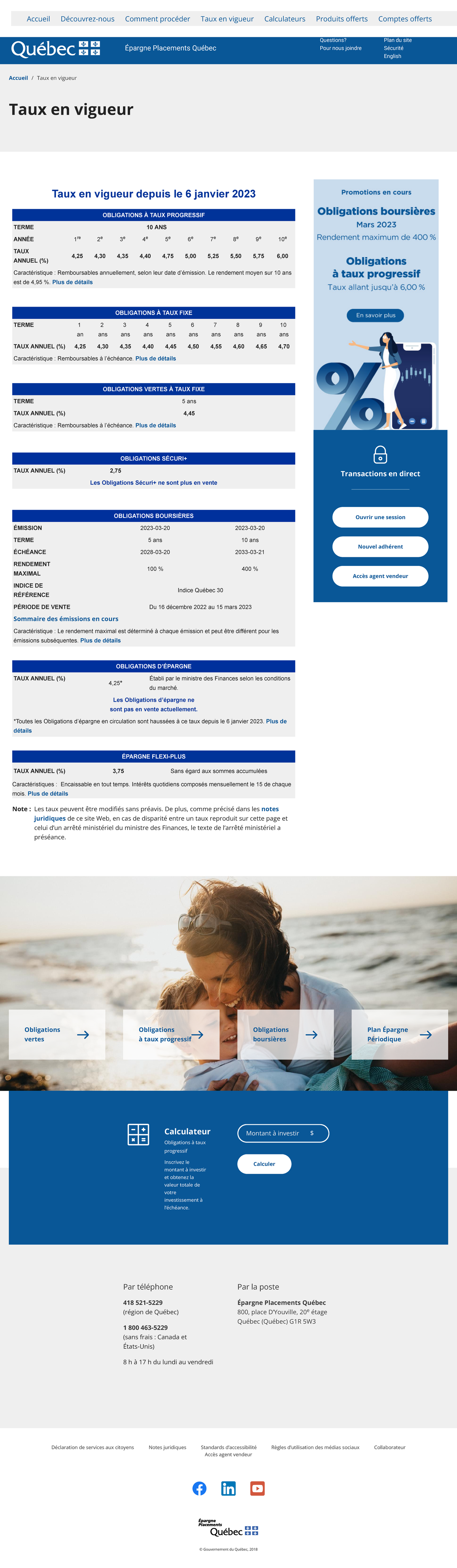 Taux en vigueur Épargne Placements Québec - Épargne Placements Québec ...
