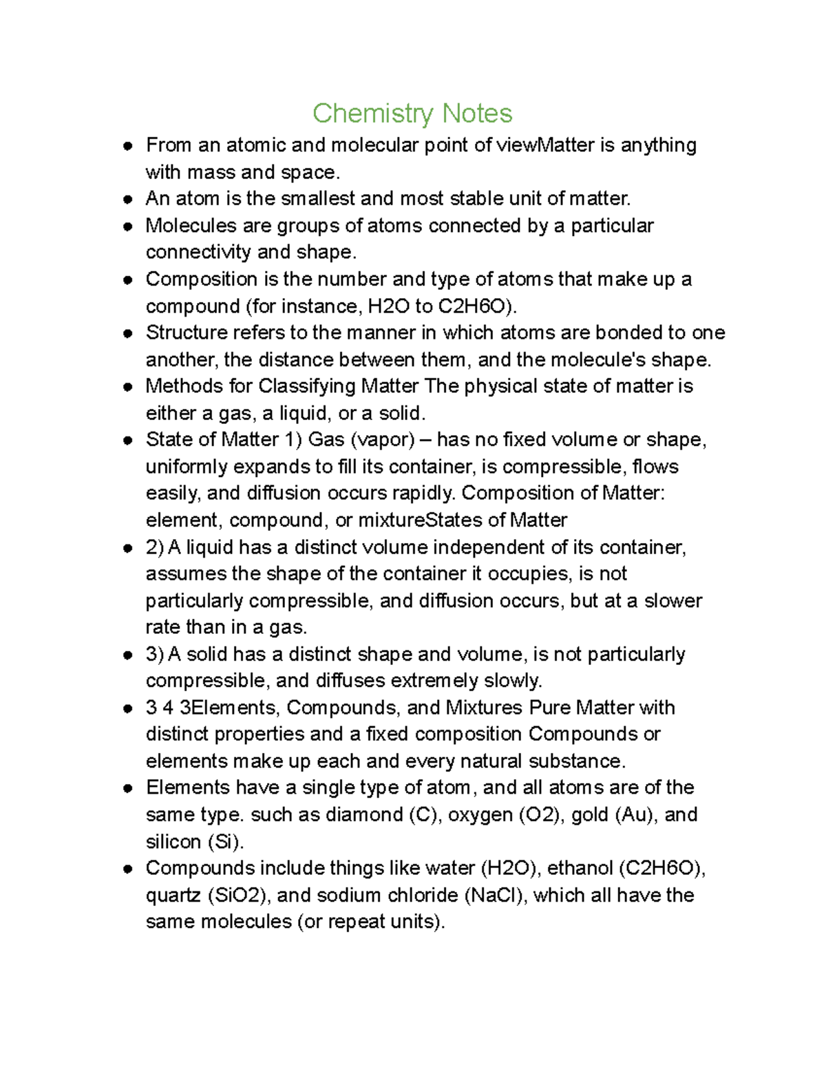 Chemistry Notes - Chemistry Notes From an atomic and molecular point of ...