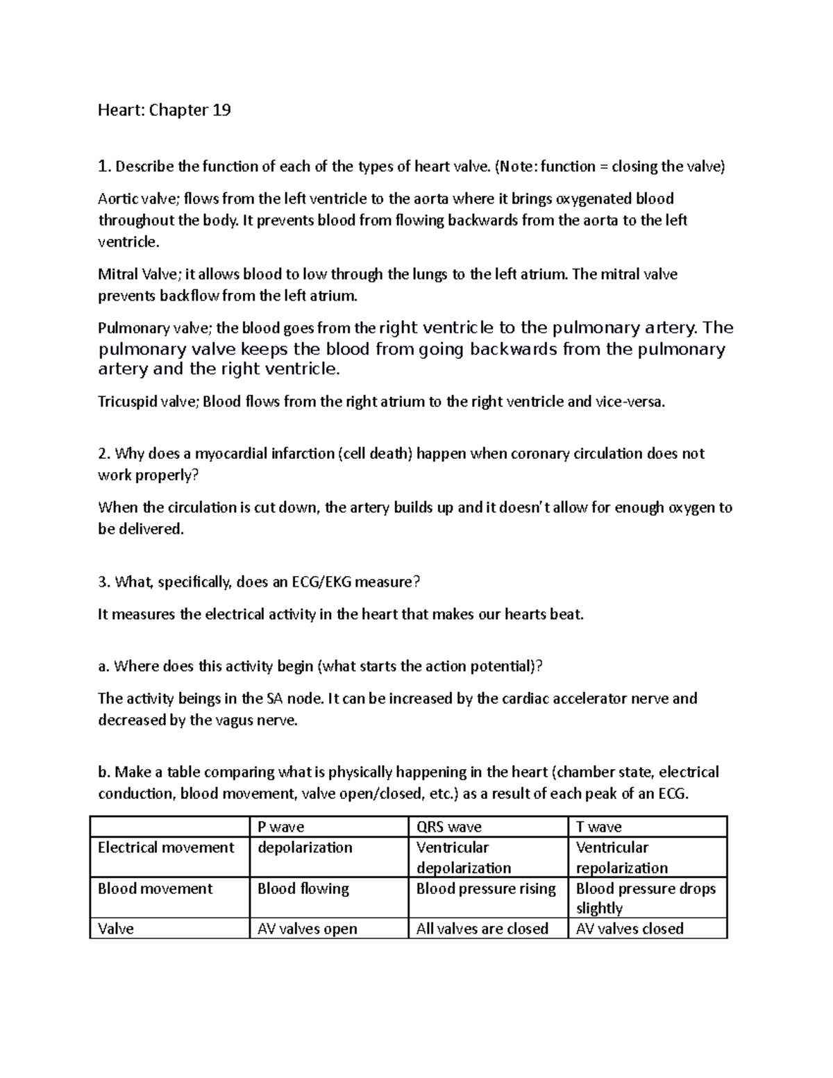 CH 19 Heart-overview - Heart overview - Heart: Chapter 19 1. Describe ...
