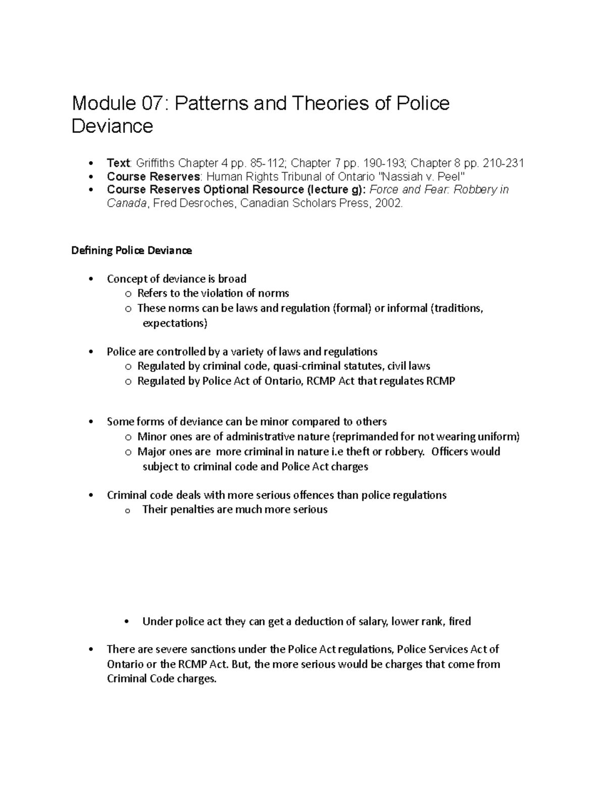 Module 07 - Module 07: Patterns and Theories of Police Deviance Text ...