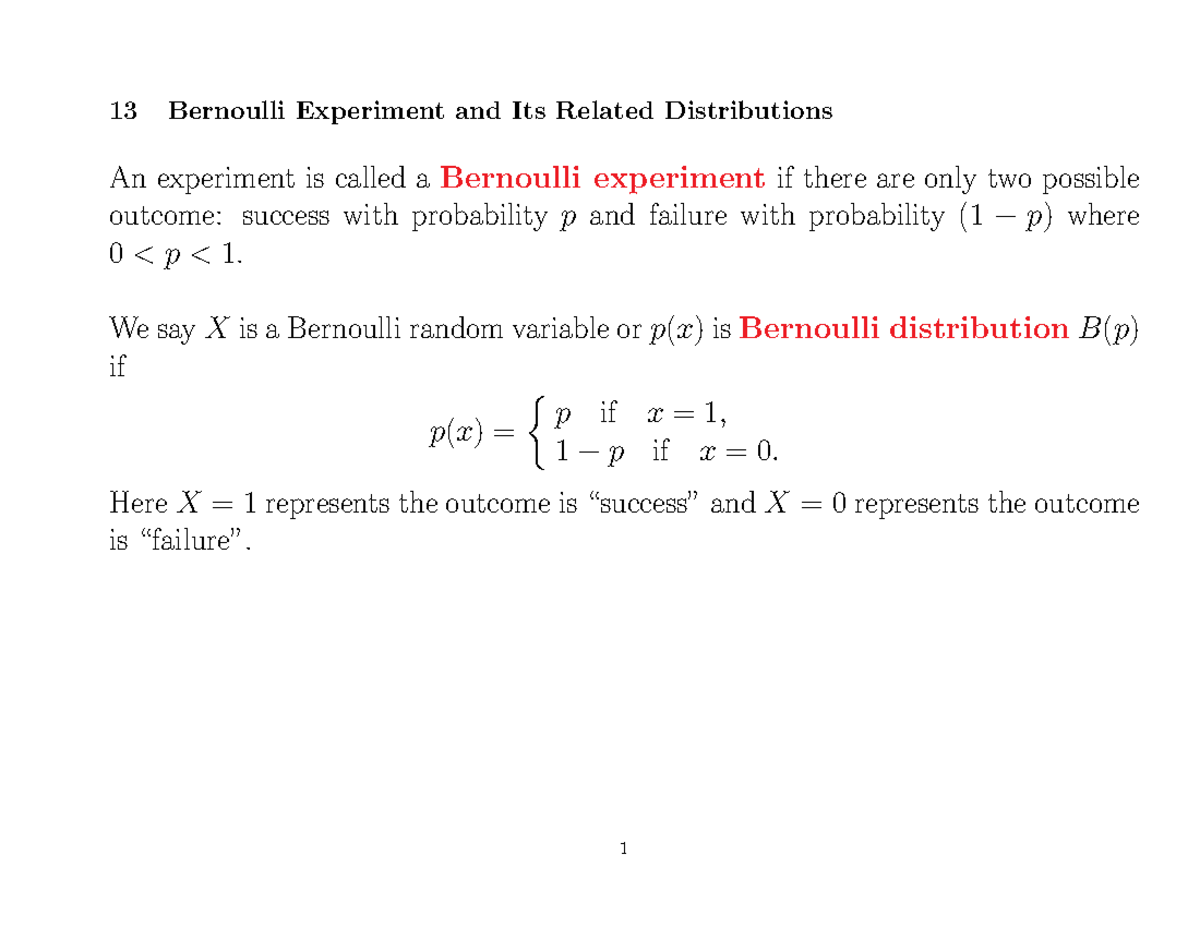 1853 1617 part3 - LEC3 - 13 Bernoulli Experiment and Its Related ...