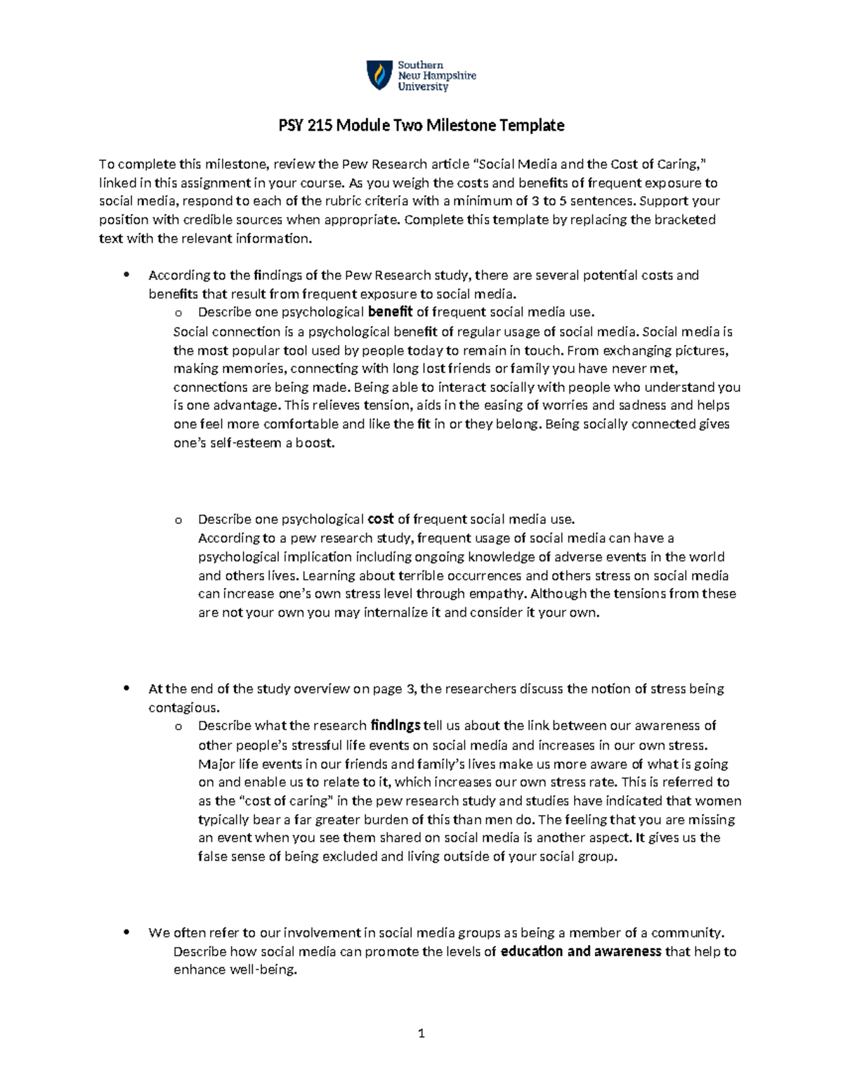 PSY 215 Module Two Milestone Template - As you weigh the costs and ...