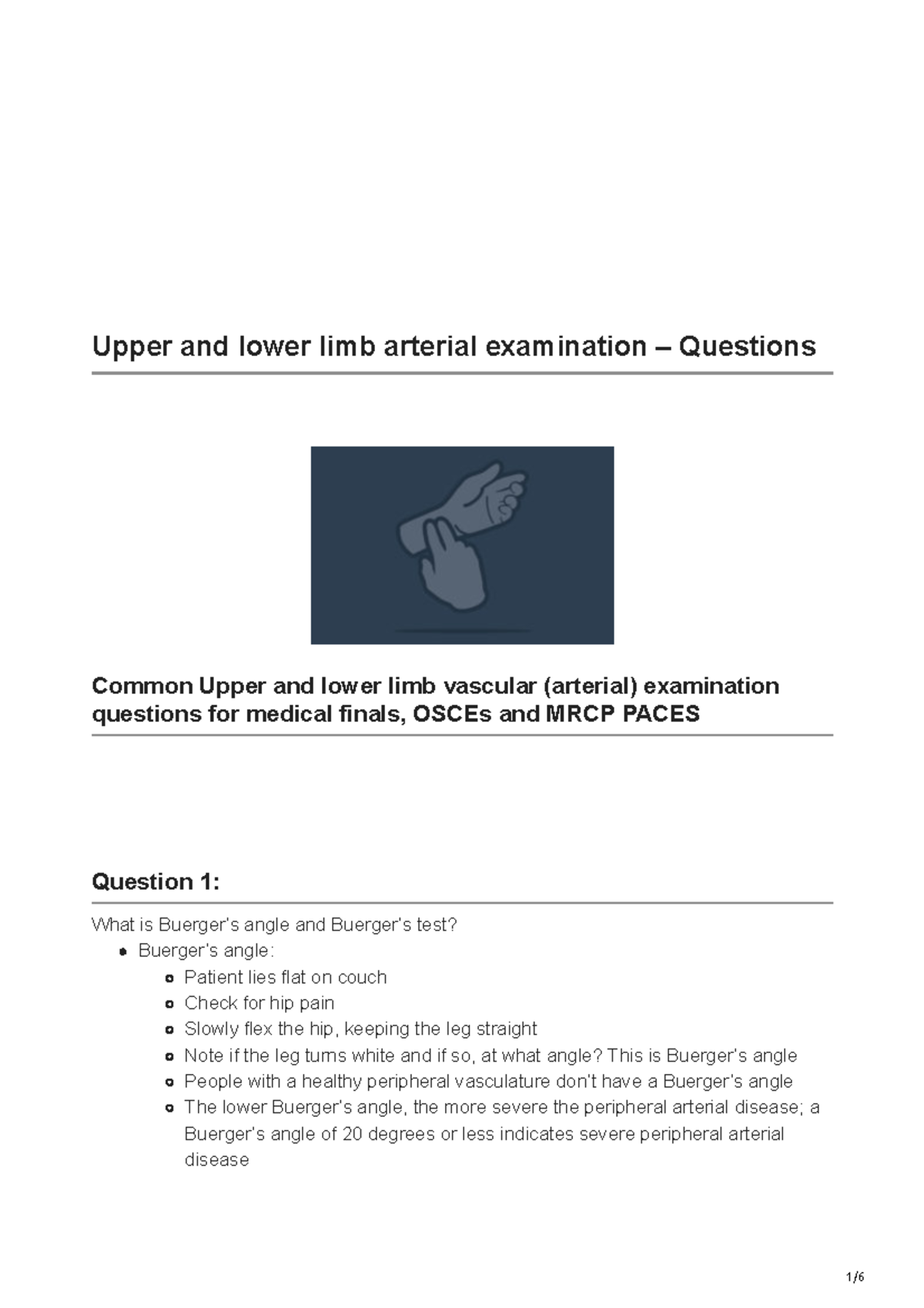 OSCE EXAM Q - notes on lectures - 10 July 2015 Upper and lower limb ...