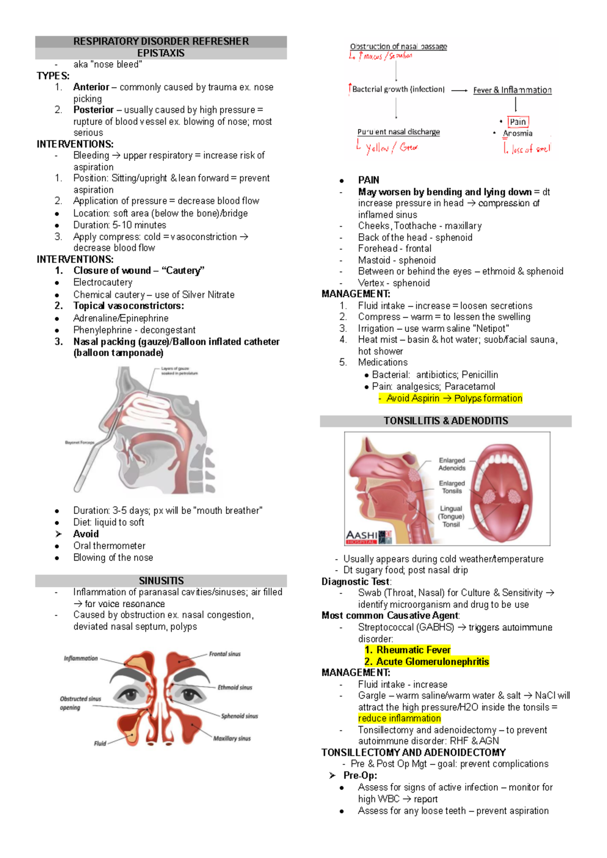 Respi-HEMA Disorder - RESPIRATORY DISORDER REFRESHER EPISTAXIS aka “nose bleed” TYPES: Anterior ...