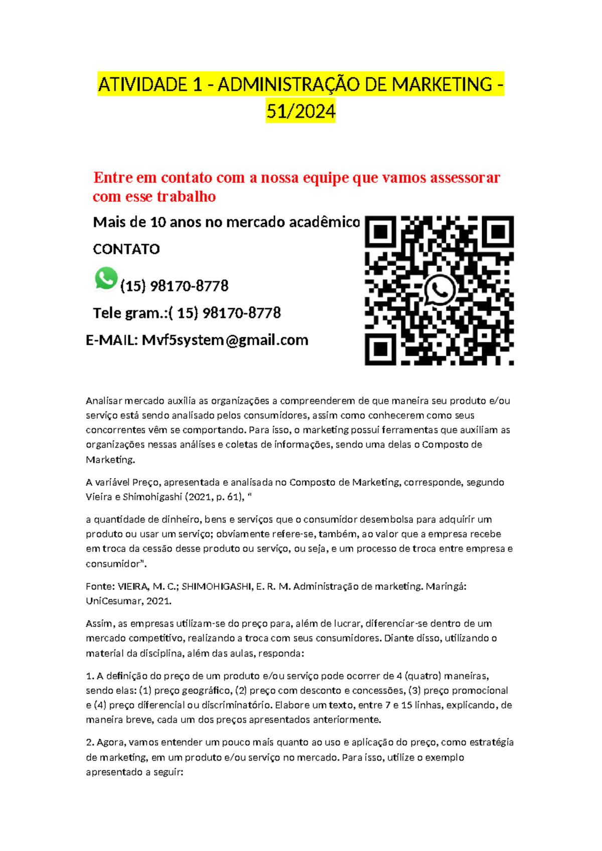 Atividade 1 - Administração DE Marketing - 512024 - ATIVIDADE 1 ...
