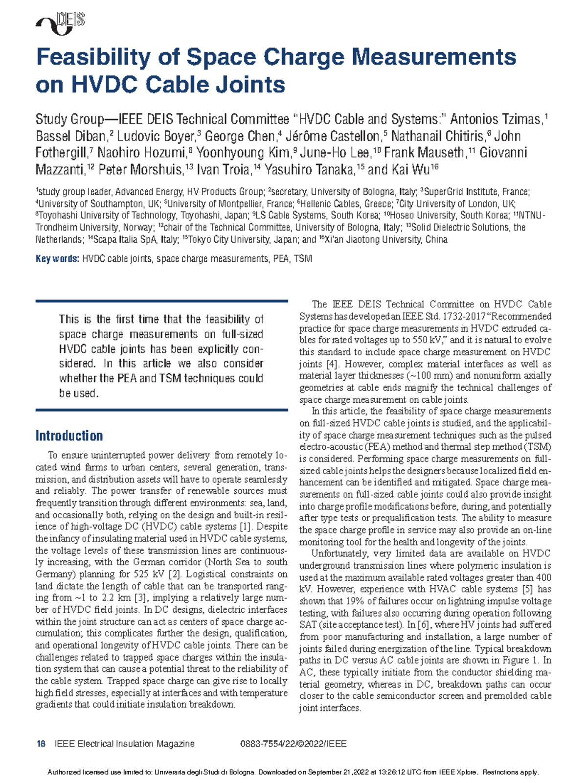 Feasibility of space charge in HVDC cables - 18 IEEE Electrical Insulation Magazine - Studocu