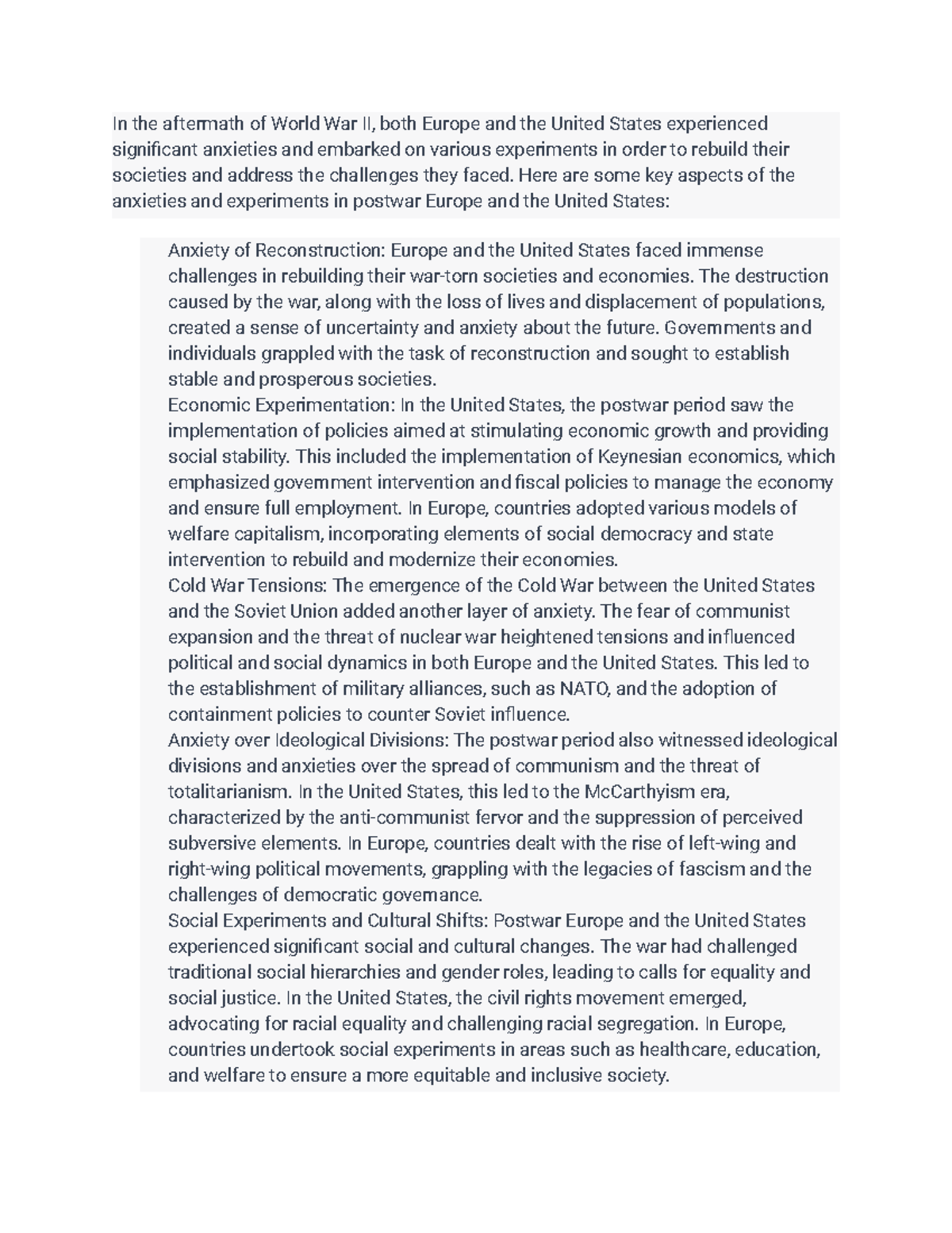 Anxieties AND Experiments IN Postwar Europe AND THE US - In the ...