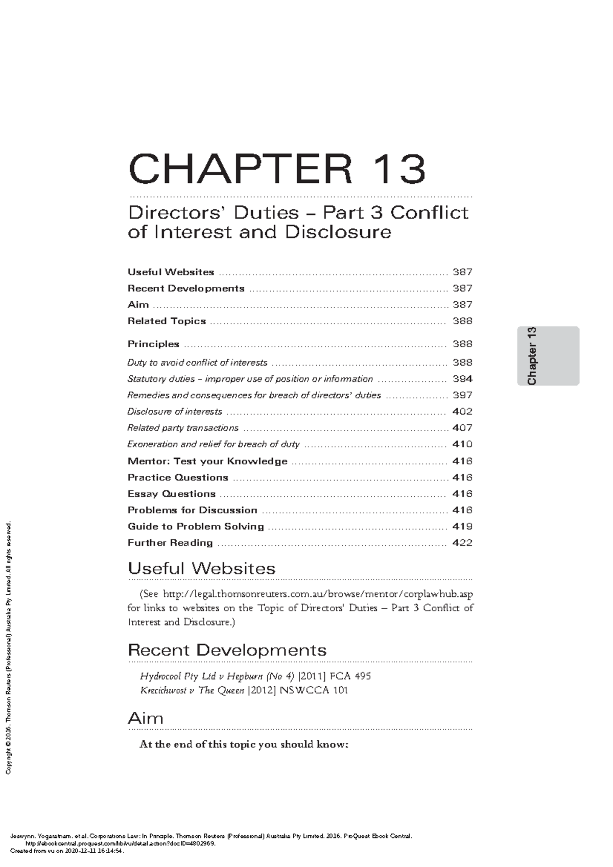 Corporations Law In Principle - ( Chapter 13 Directors’ Duties – Part 3 ...