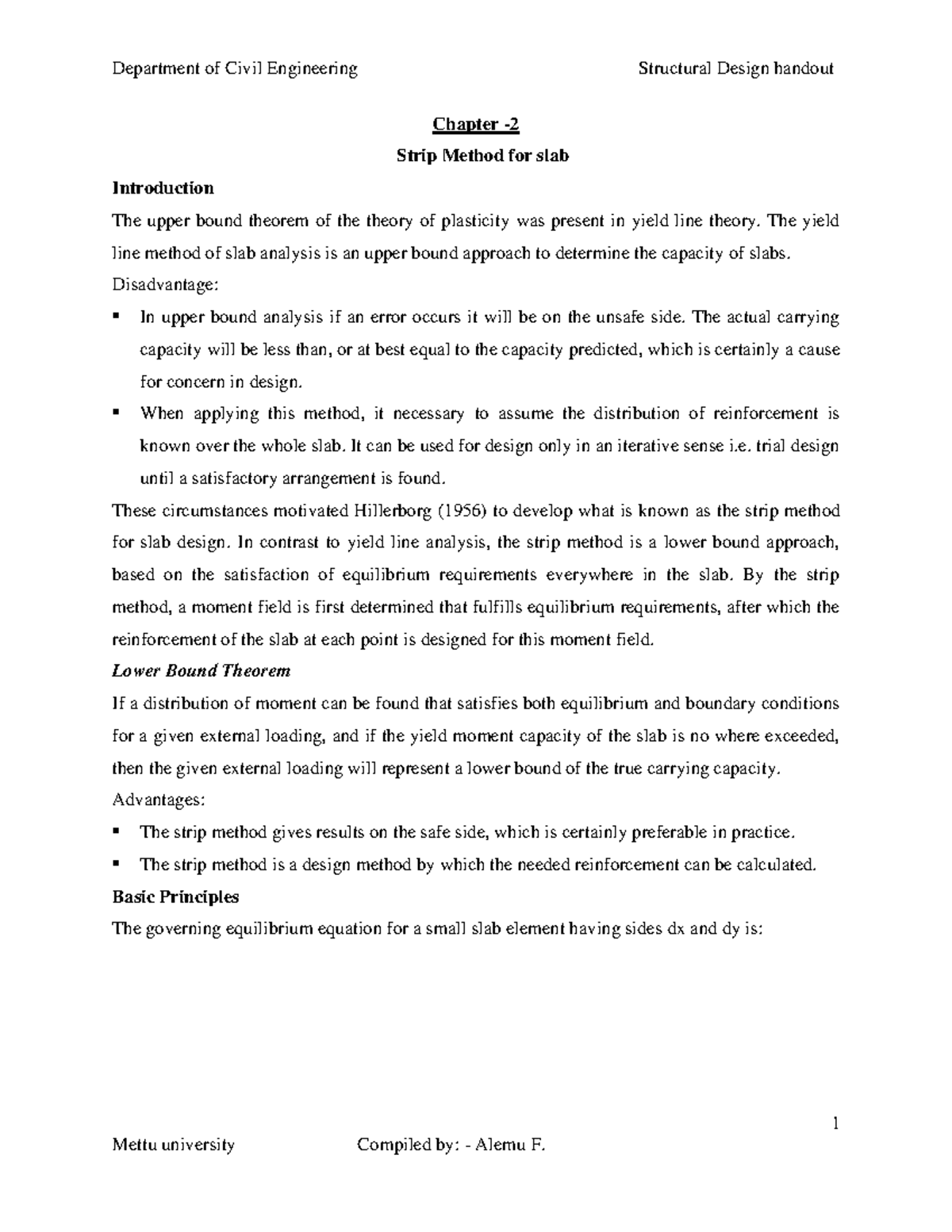 Chapter-2 - goog - 1 Chapter - 2 Strip Method for slab Introduction The ...