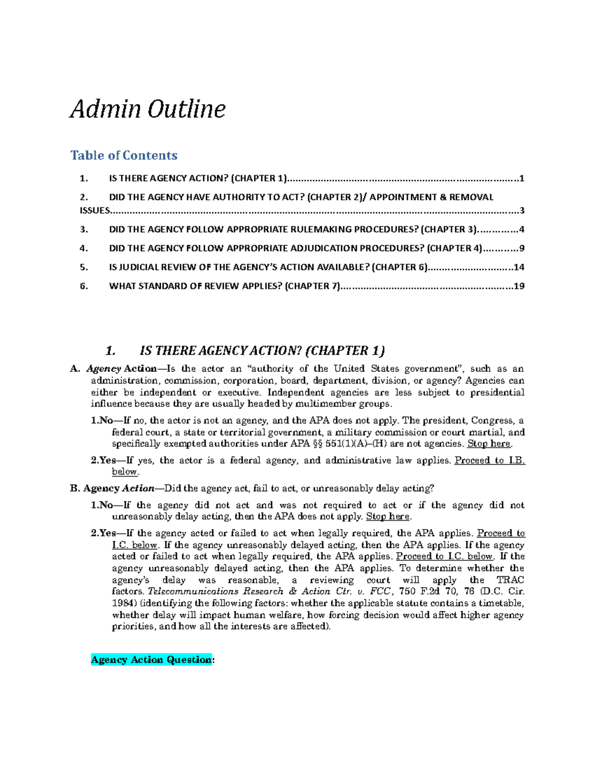 Admin Final Outline - Admin Outline Table of Contents 1. IS THERE ...