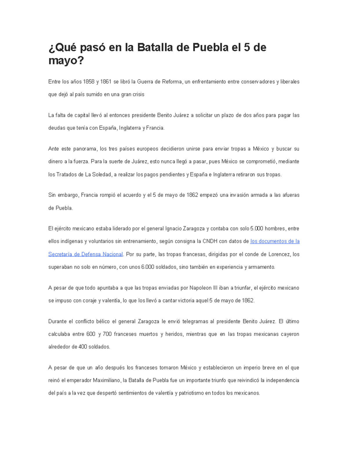 5 de myo - rfgggf - ¿Qué pasó en la Batalla de Puebla el 5 de mayo ...