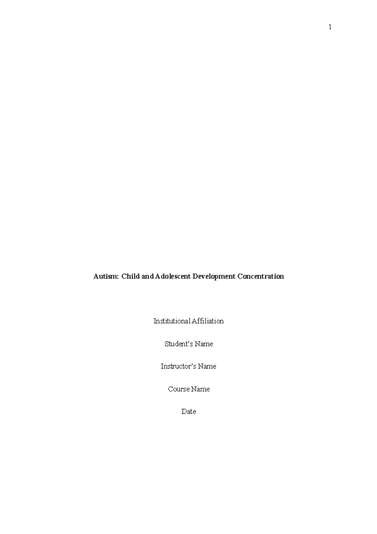 Autism - its a good assignment - Autism: Child and Adolescent ...