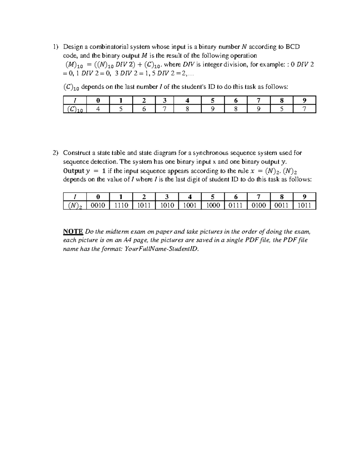 ICT-Midterm HK1-2022 T910 Th3 2 - Design a combinatorial system whose ...