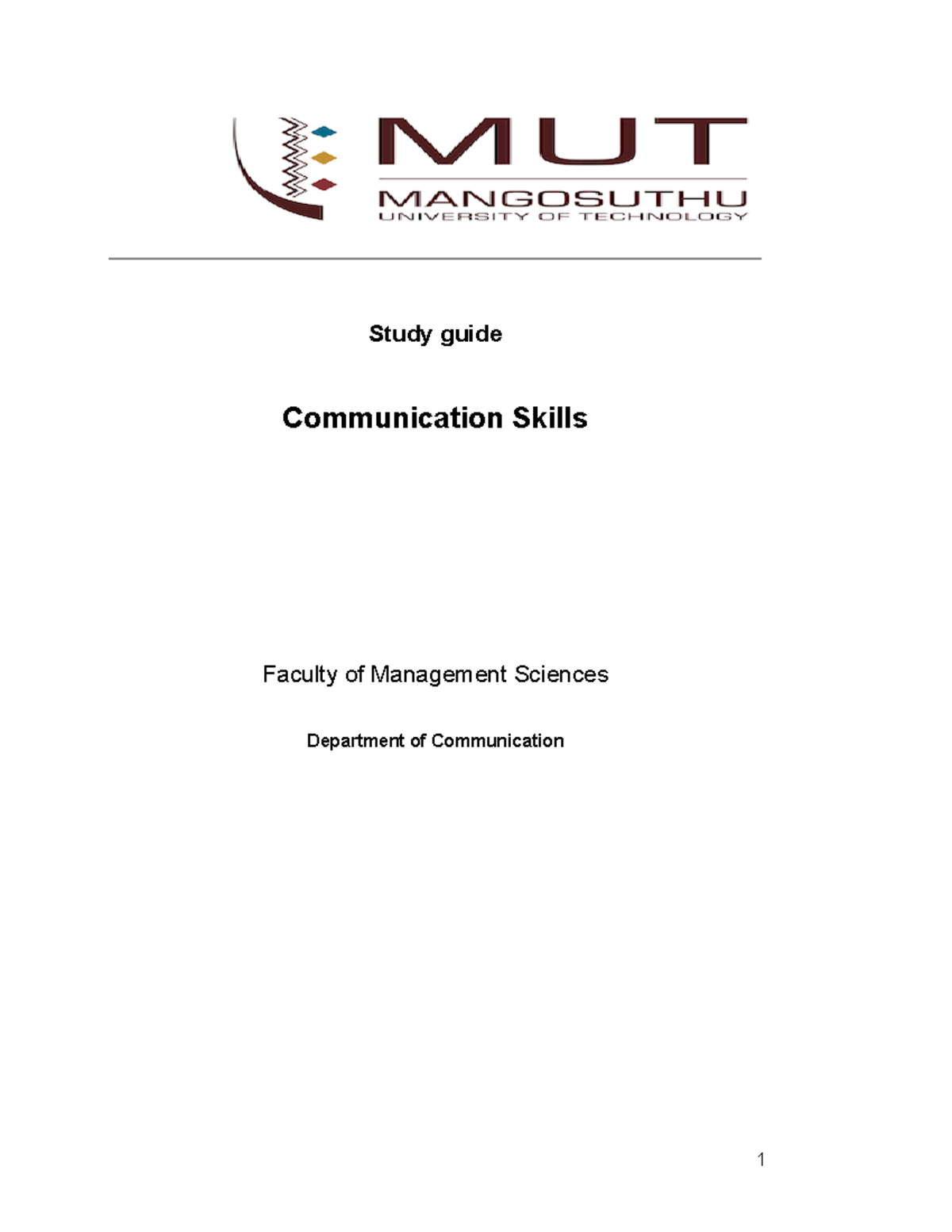 Communication skills course notes.pdf(1) - Study guide Communication ...