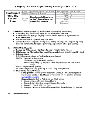 Grade 4 - Arts (Fourth Quarter) - DAILY LESSON PLAN IN ARTS 4 (Fourth ...