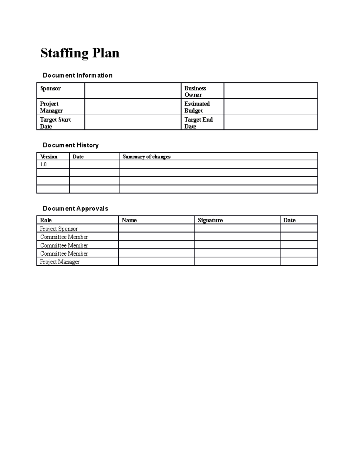 04. Staffing Plan - Staffing Plan Document Information Sponsor Business ...