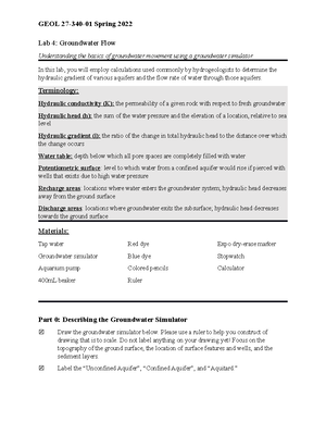 Lab Manual Water Chemistry - GEOL 27-340-01 Spring 2022 Kyra Kamp Lab 6 ...