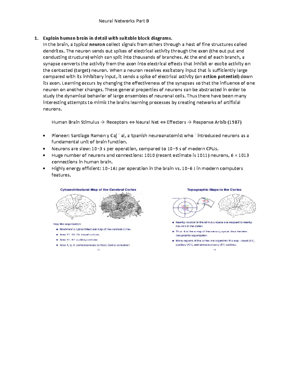 Neural network - Neural Networks Part B 1. Explain human brain in ...
