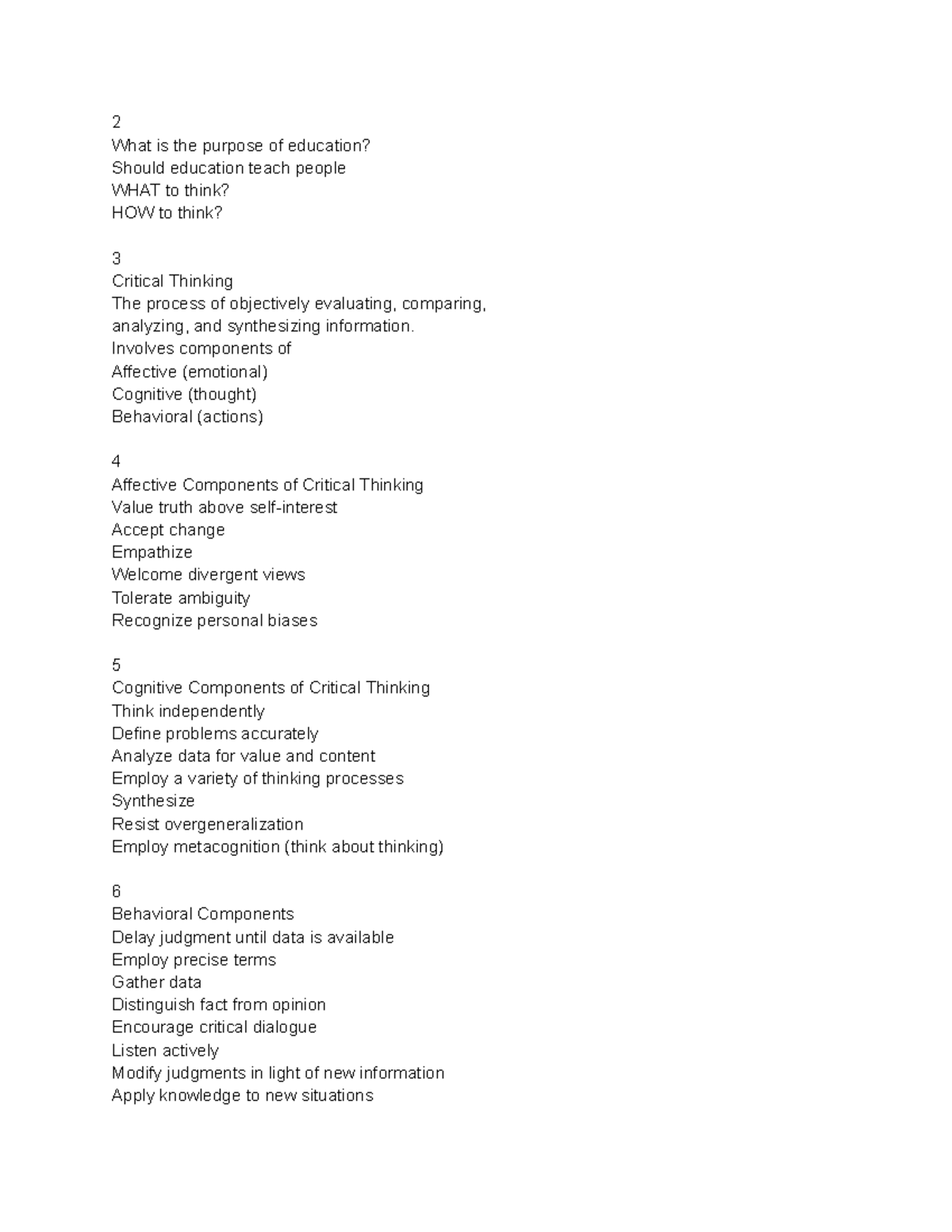 Process of objectively evaluating - Involves components of Affective ...