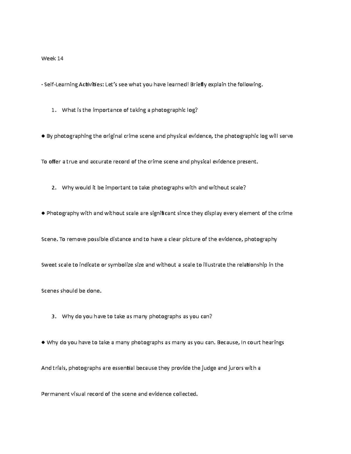 Forensic w14 - essay - Week 14 · Self-Learning Activities: Let’s see ...