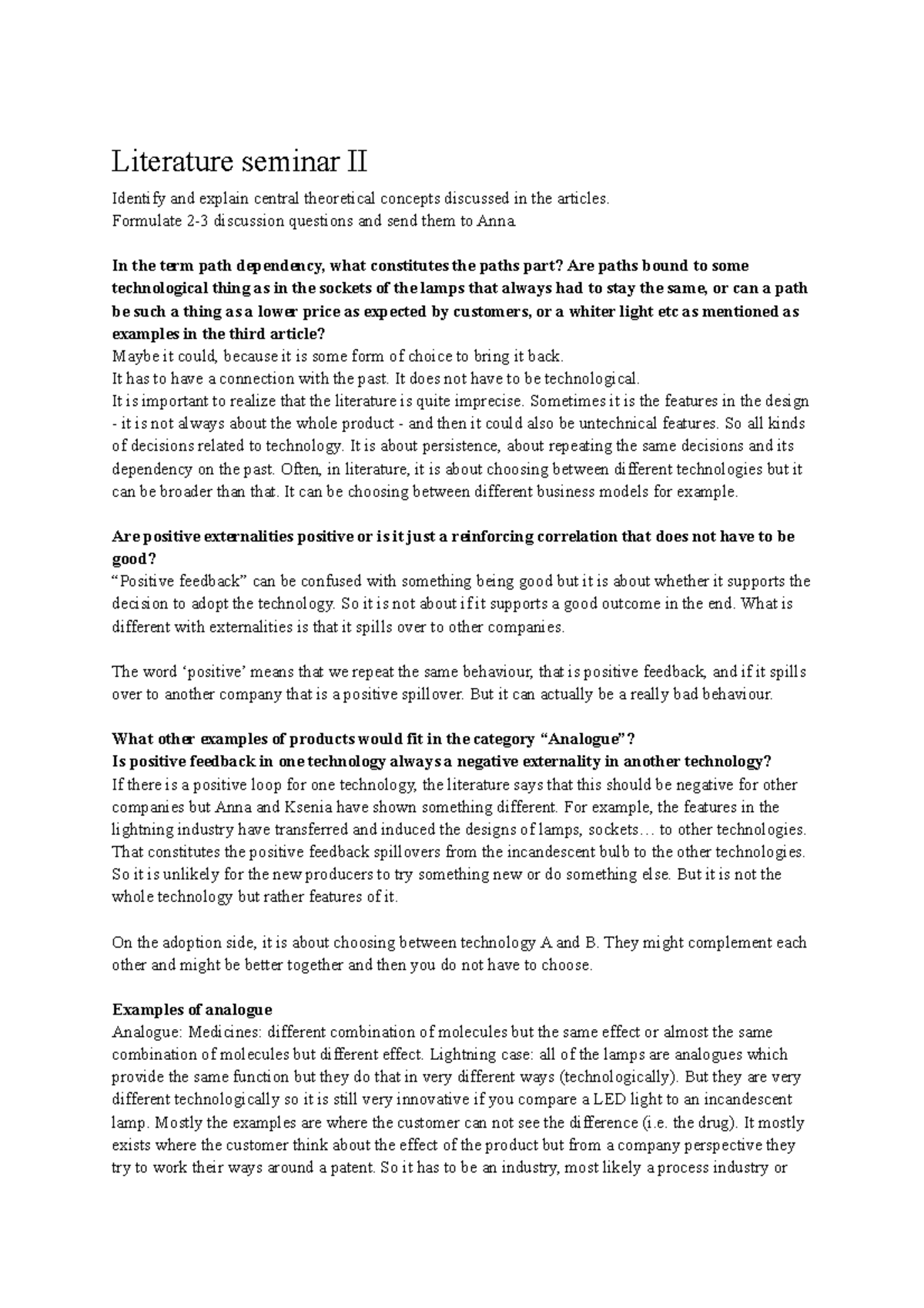 Literature seminar II - Literature seminar II Identify and explain ...