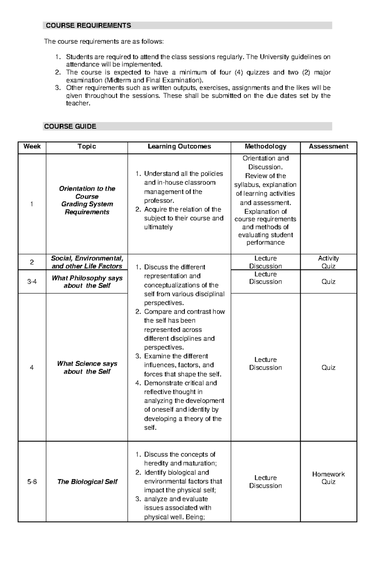UTS-Syllabus - UTS - COURSE REQUIREMENTS The course requirements are as ...