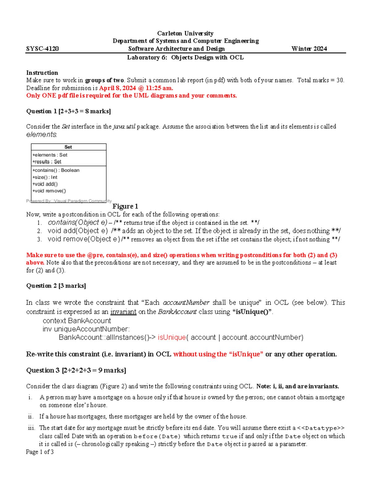 Sysc4120-w24-lab6 - Lab for 4120. With new prof - Page 1 of 3 Carleton University Department of ...