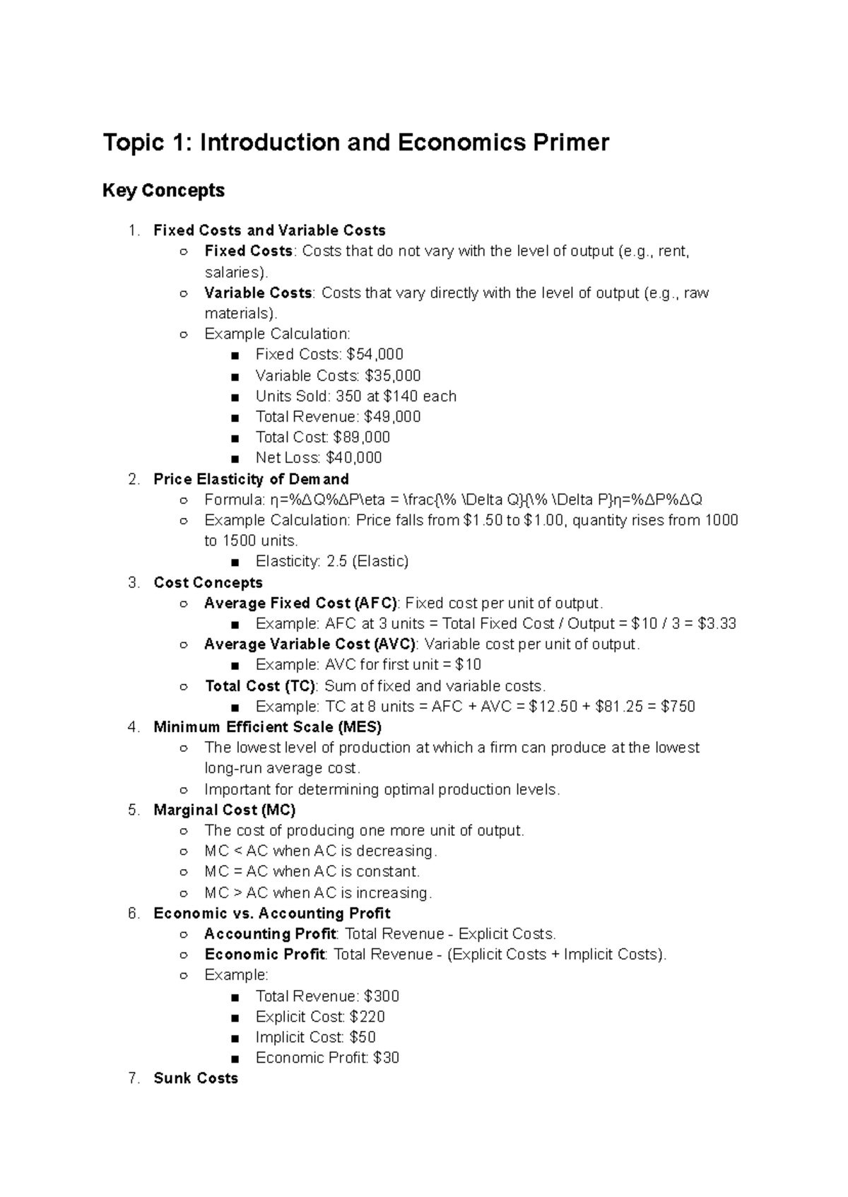 Week 1-12 Lecture notes UQ - Topic 1: Introduction and Economics Primer ...
