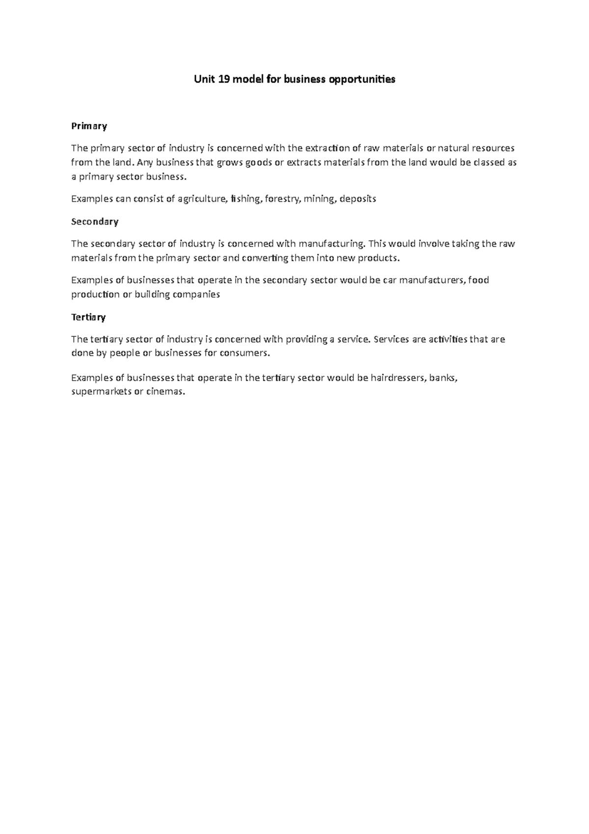 Unit 19 model for business marketing - Unit 19 model for business ...