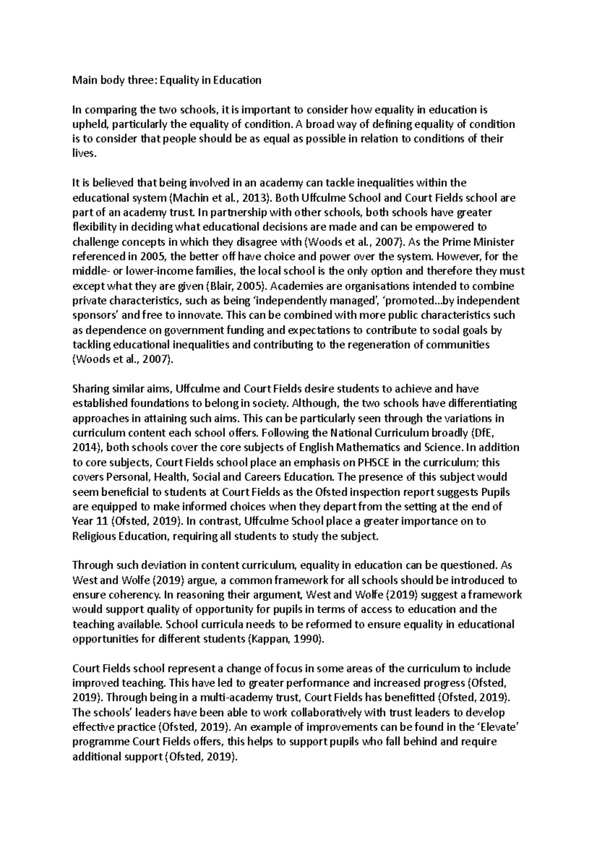 Equality in education - A broad way of defining equality of condition ...