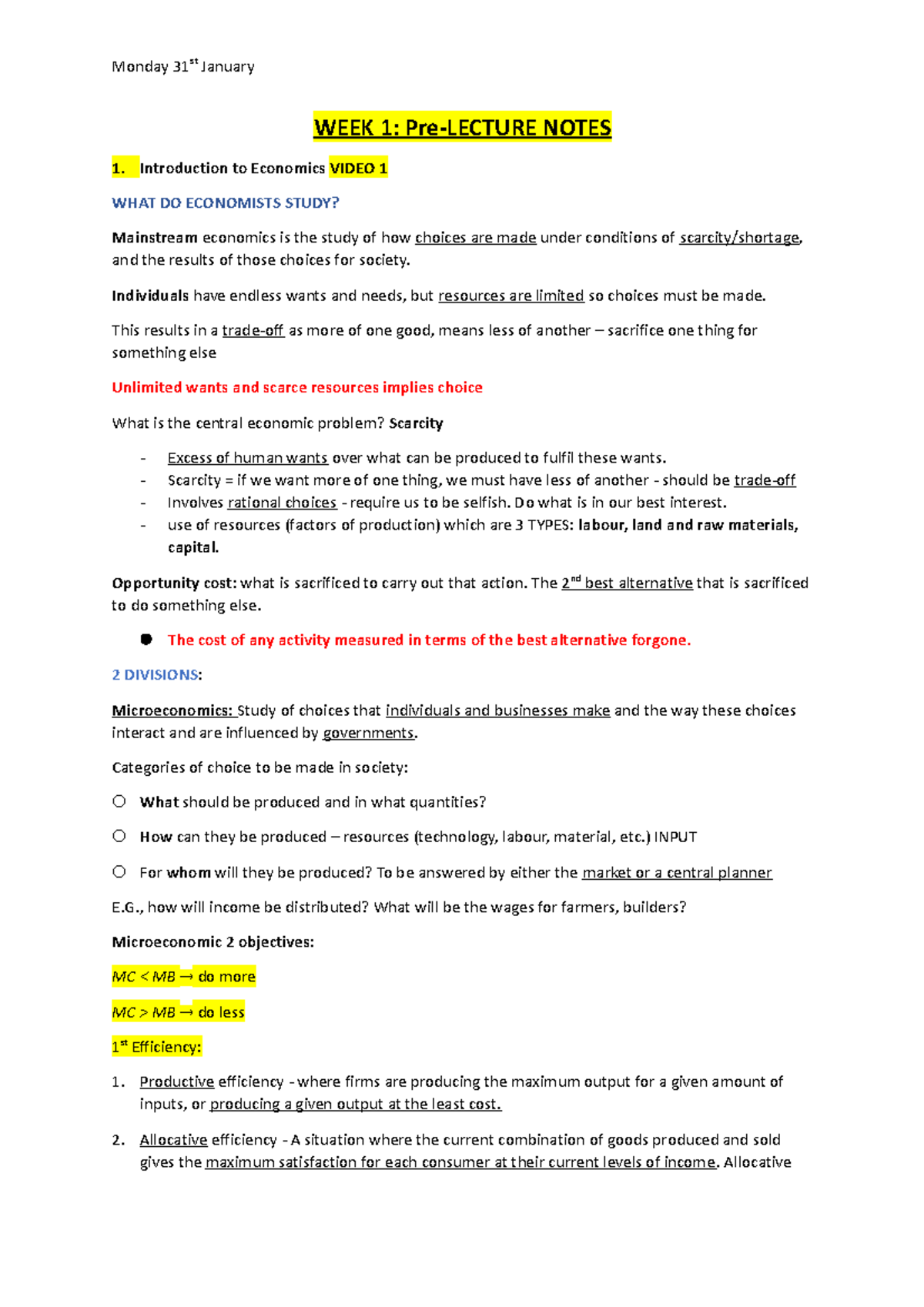 WEEK 1 PRE-lecture Notes - 07 25597 - Birmingham - Studocu