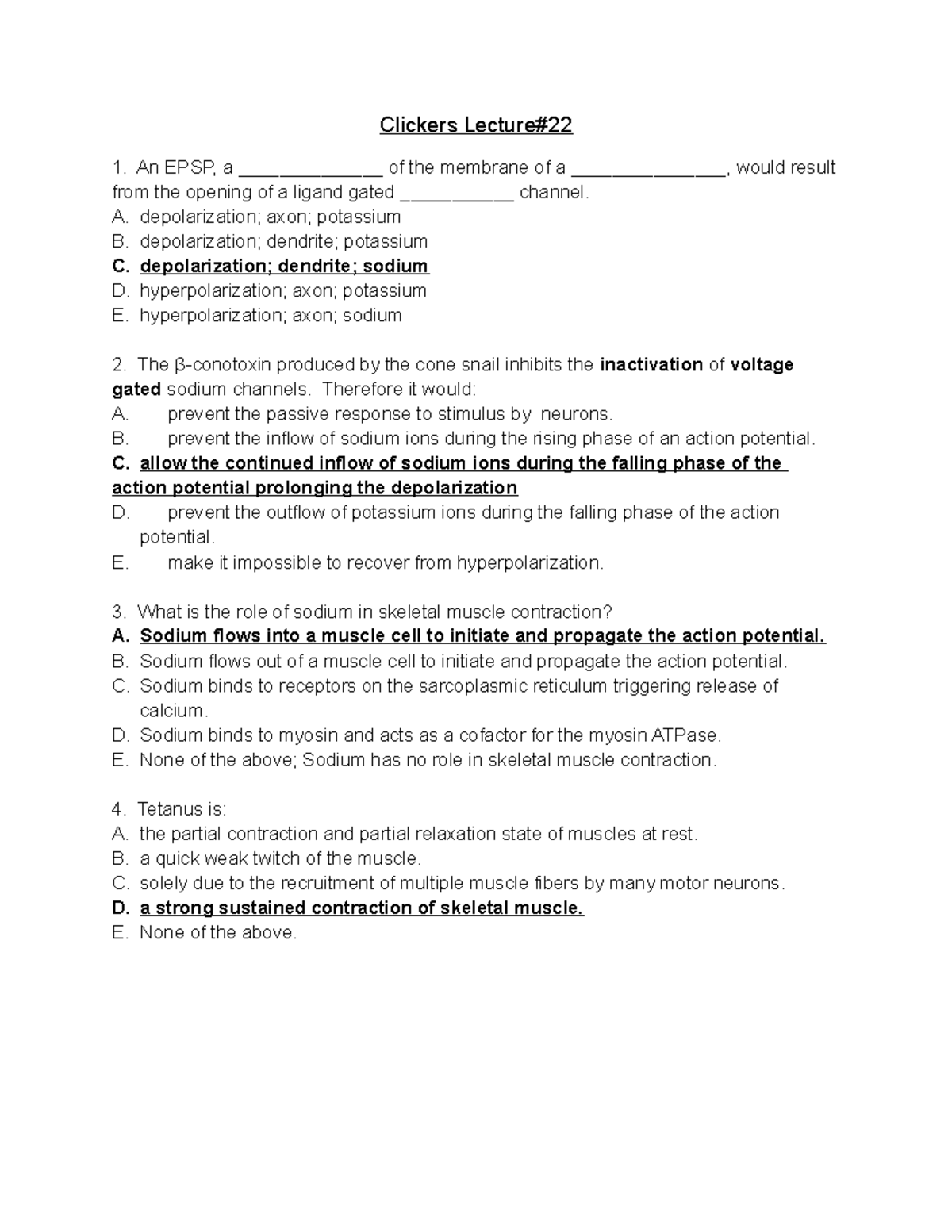 Clicker L 22S19 - Clickers Lecture# An EPSP, a ______________ of the ...