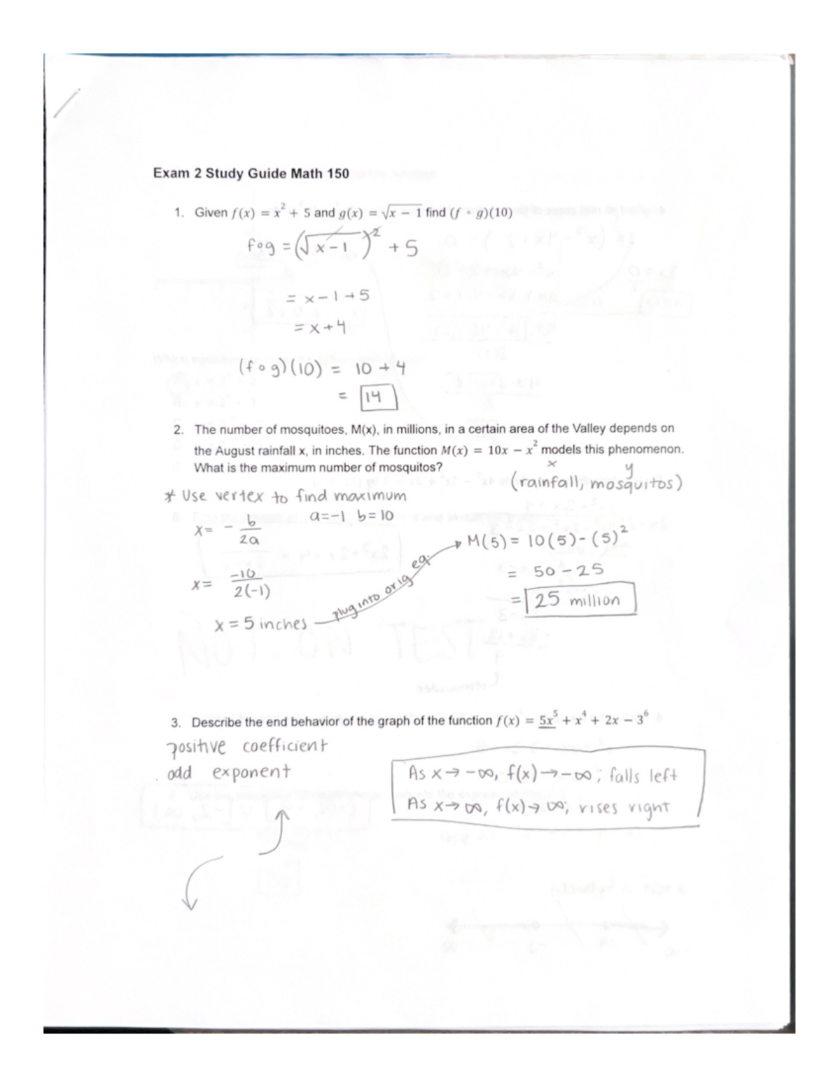 Exam #2 Solutions For Study Guide Math 150 - PHY 303L - Studocu
