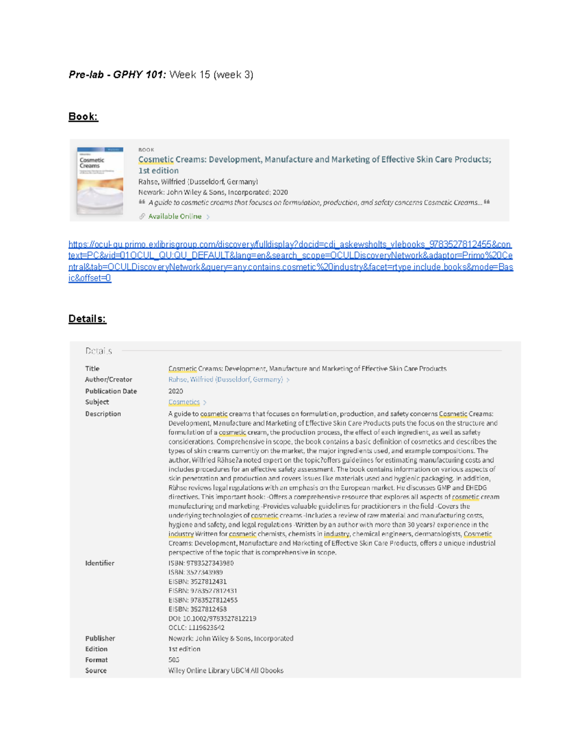 Gphy 101 pre-lab - must do lab submission - Gphy 101 - Pre-lab - GPHY ...