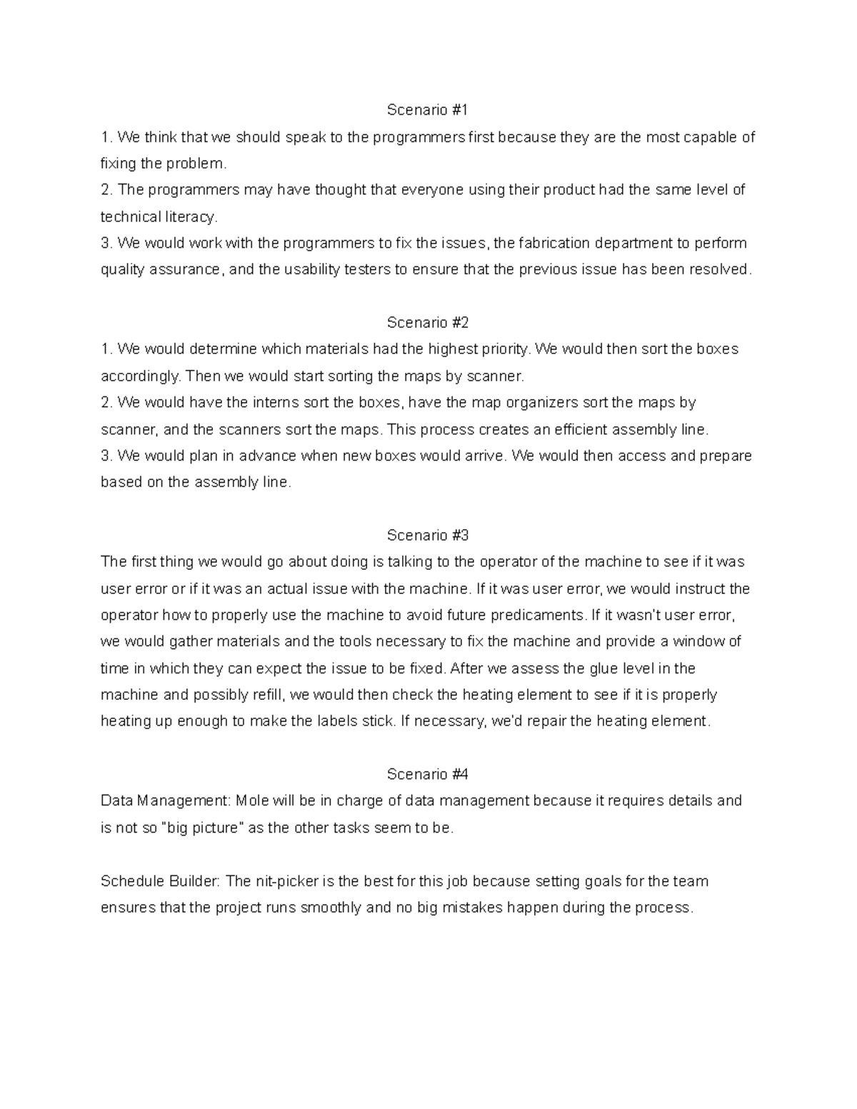 Scenario Notes - Scenario # We think that we should speak to the ...