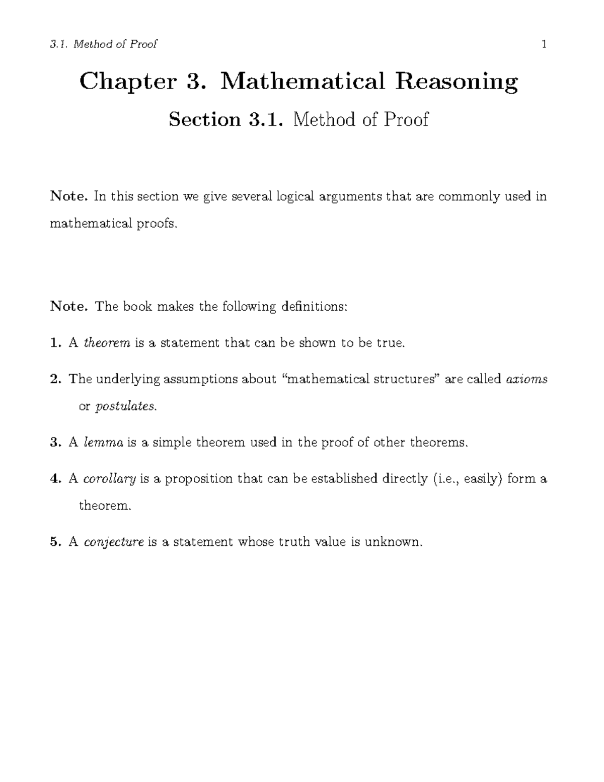 Methods of Proof. - Chapter 3. Mathematical Reasoning Section 3. Method ...