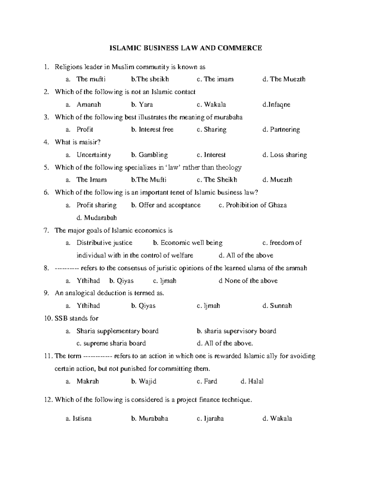 Islamic Business LAW - Useful - ISLAMIC BUSINESS LAW AND COMMERCE 1 ...