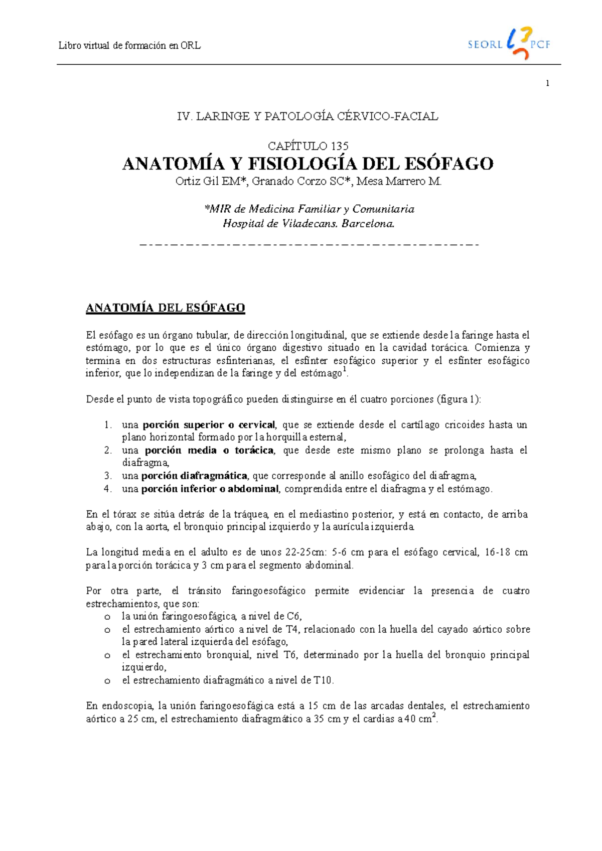 135 - Anatomía Y Fisiología DEL Esófago - Libro virtual de formación en ...