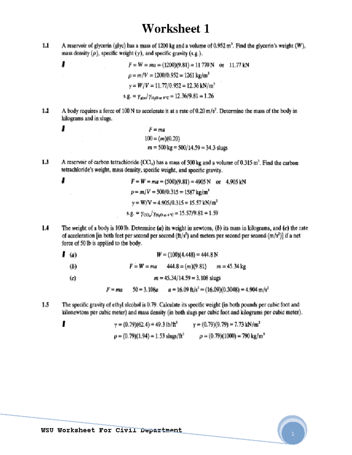 Worksheet 1 - Note prepared by the University of Wolayita Sodo ...