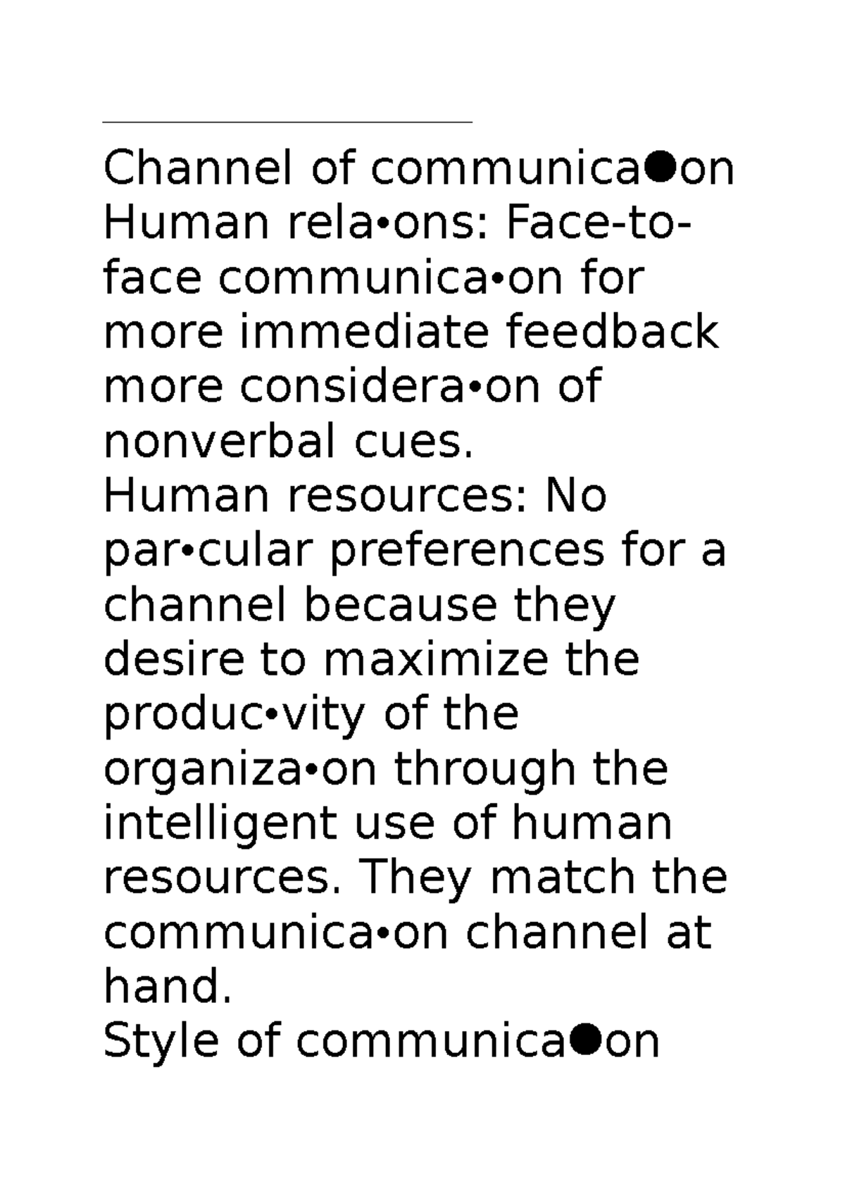 2 - Summary Interpersonal Communication - Channel of communica on Human ...
