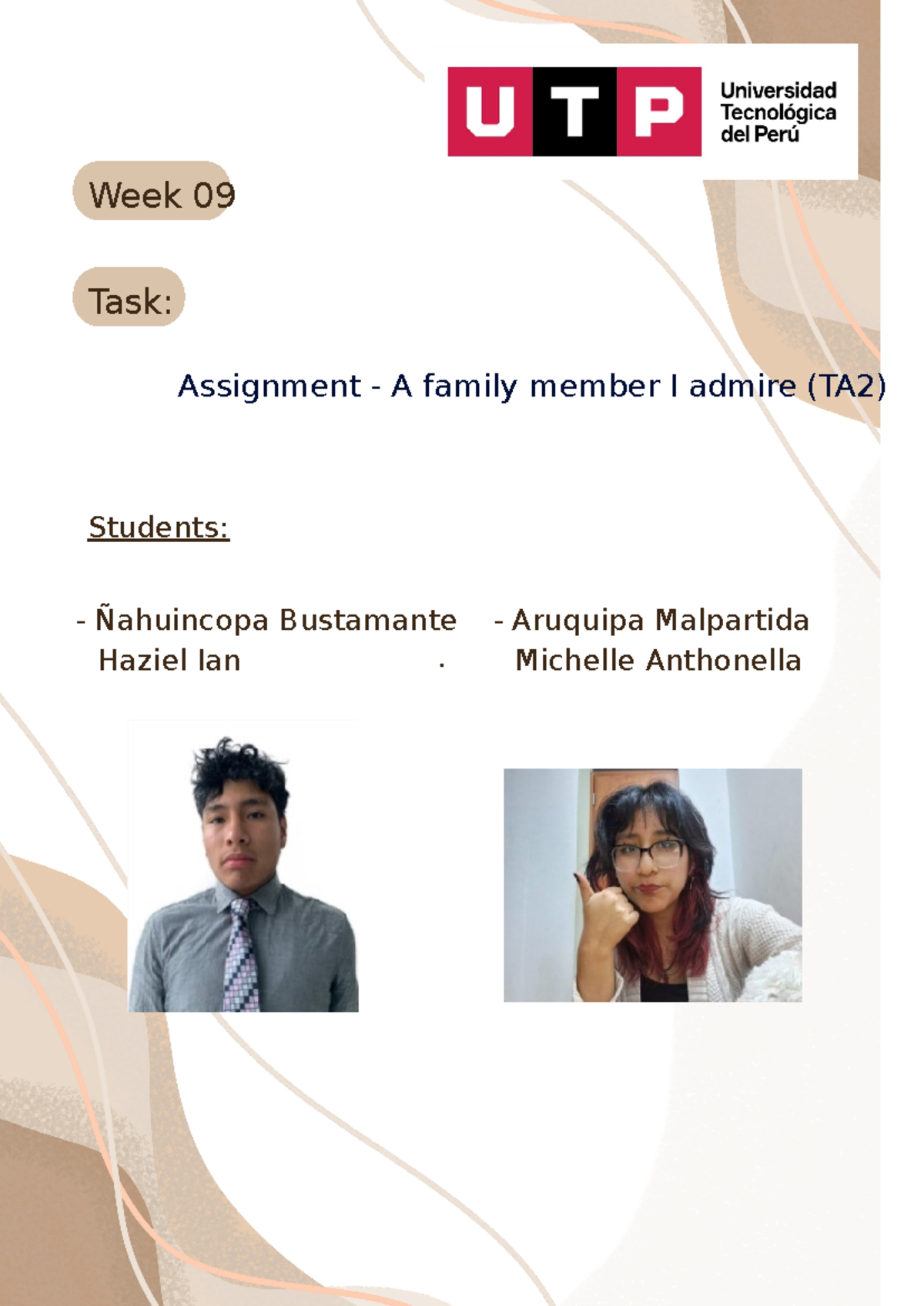 Ingles (TA2) - XDXDXDXDXDXDXD - ingles, tarea - Assignment - A family member I admire (TA2 ...