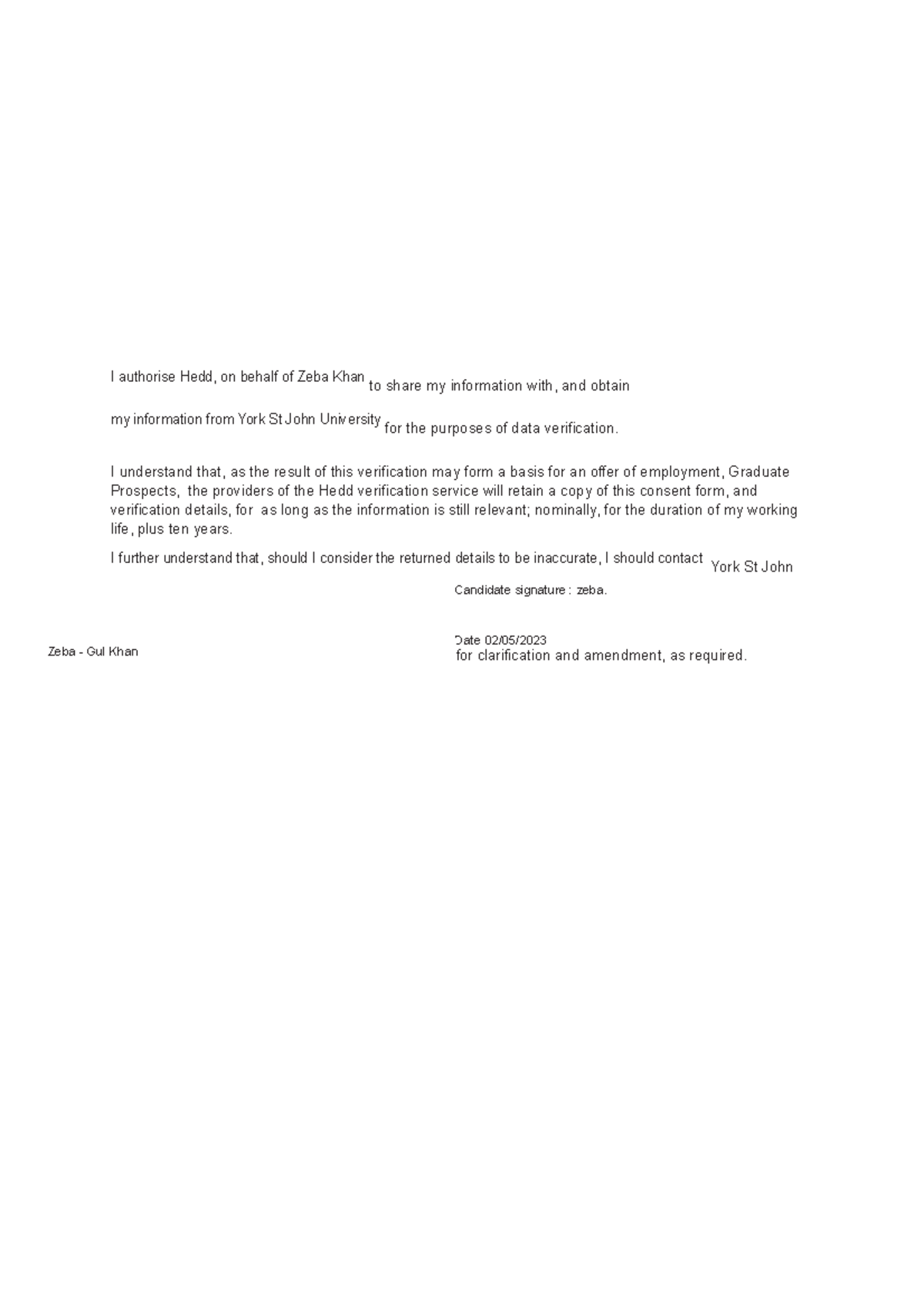 HEDD consent form - lecture notes - Education verification I authorise ...