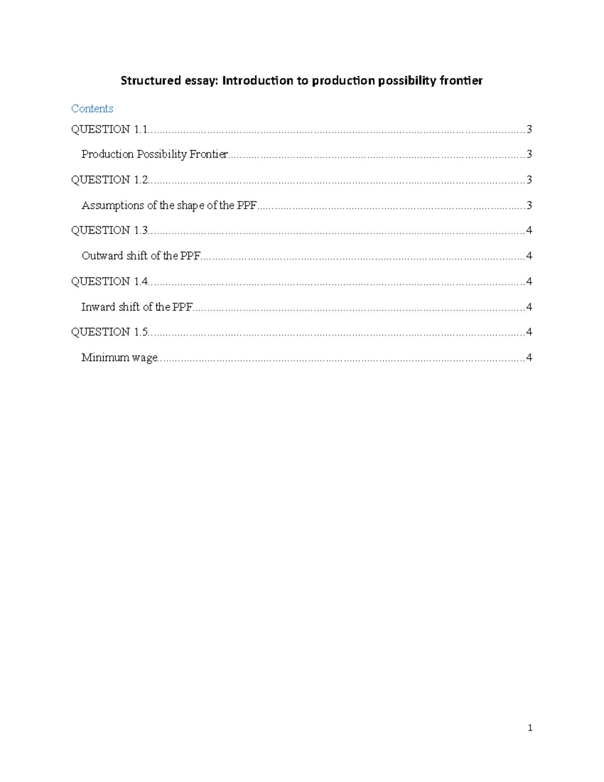 ECO 1 - Introduction to production possibility frontier - Structured ...
