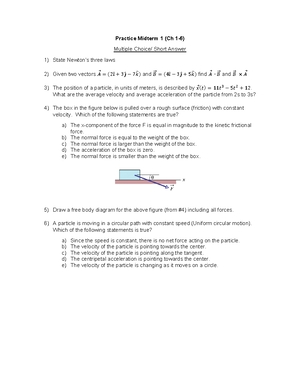 Practice Question Physics 113 Ch 8-9 - PHY 113 - Studocu
