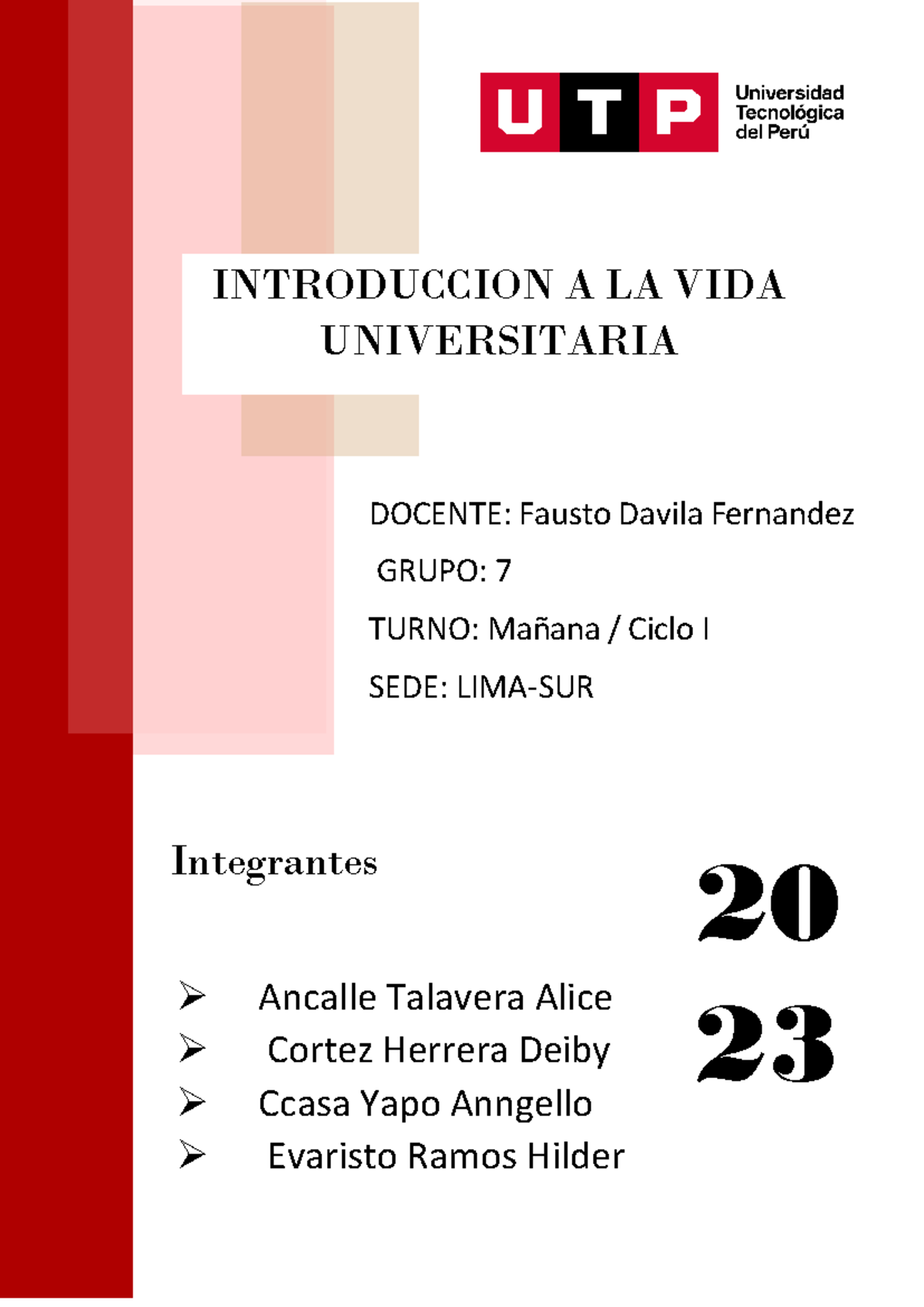 IVU Semana 06 - INTRODUCCION A LA VIDA UNIVERSITARIA DOCENTE: Fausto ...