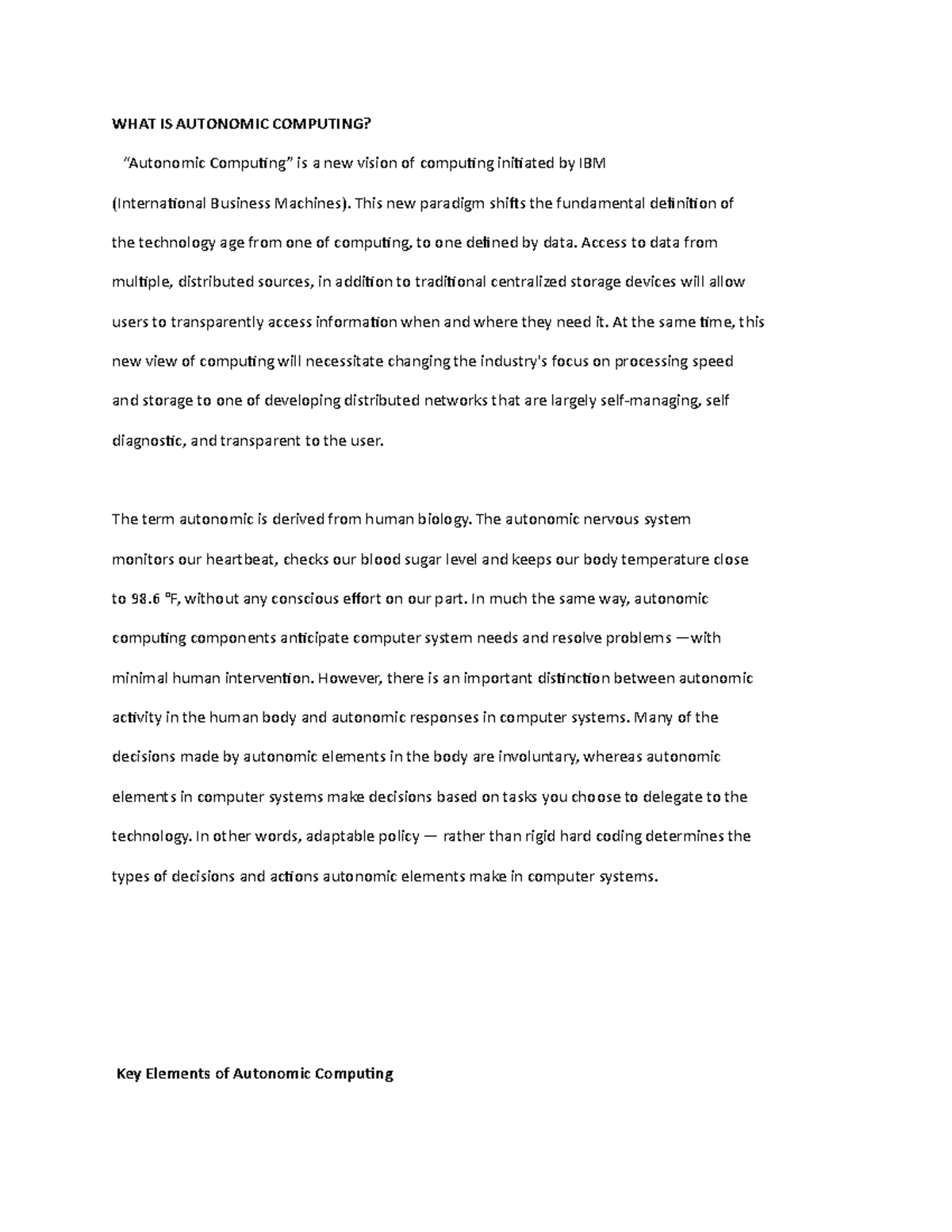 What Is Autonomic Computing What Is Autonomic Computing “autonomic