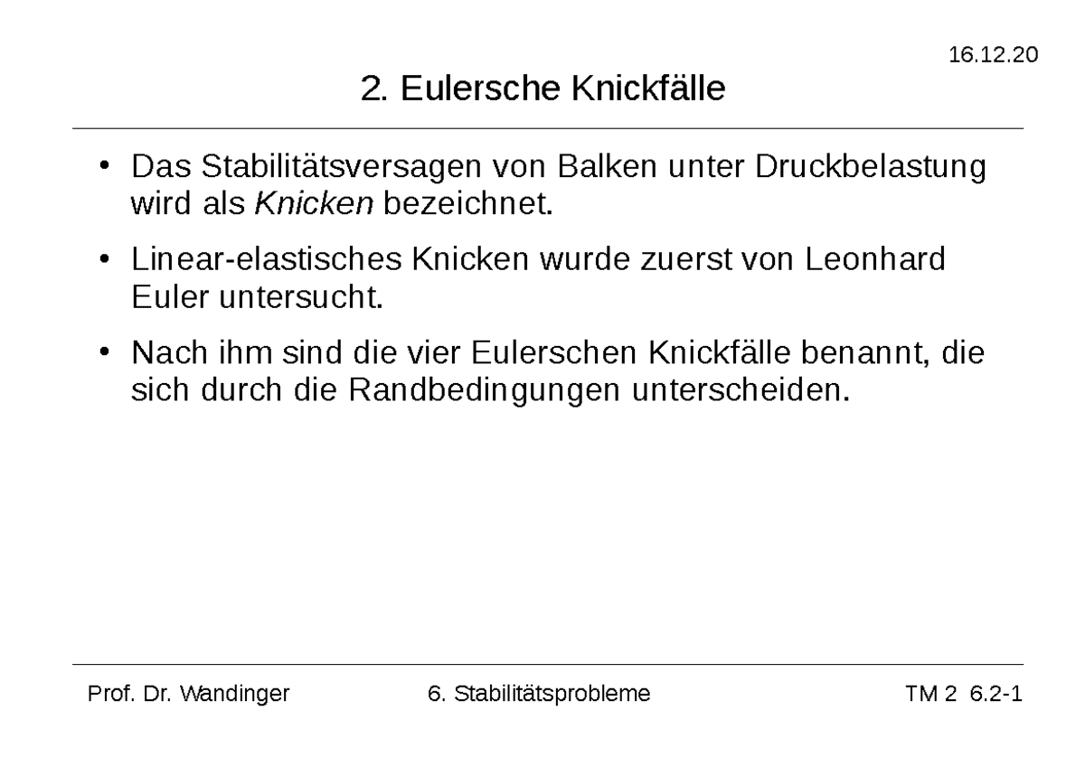 Die Verschiedenen Knickfälle , Knickung – LNJE