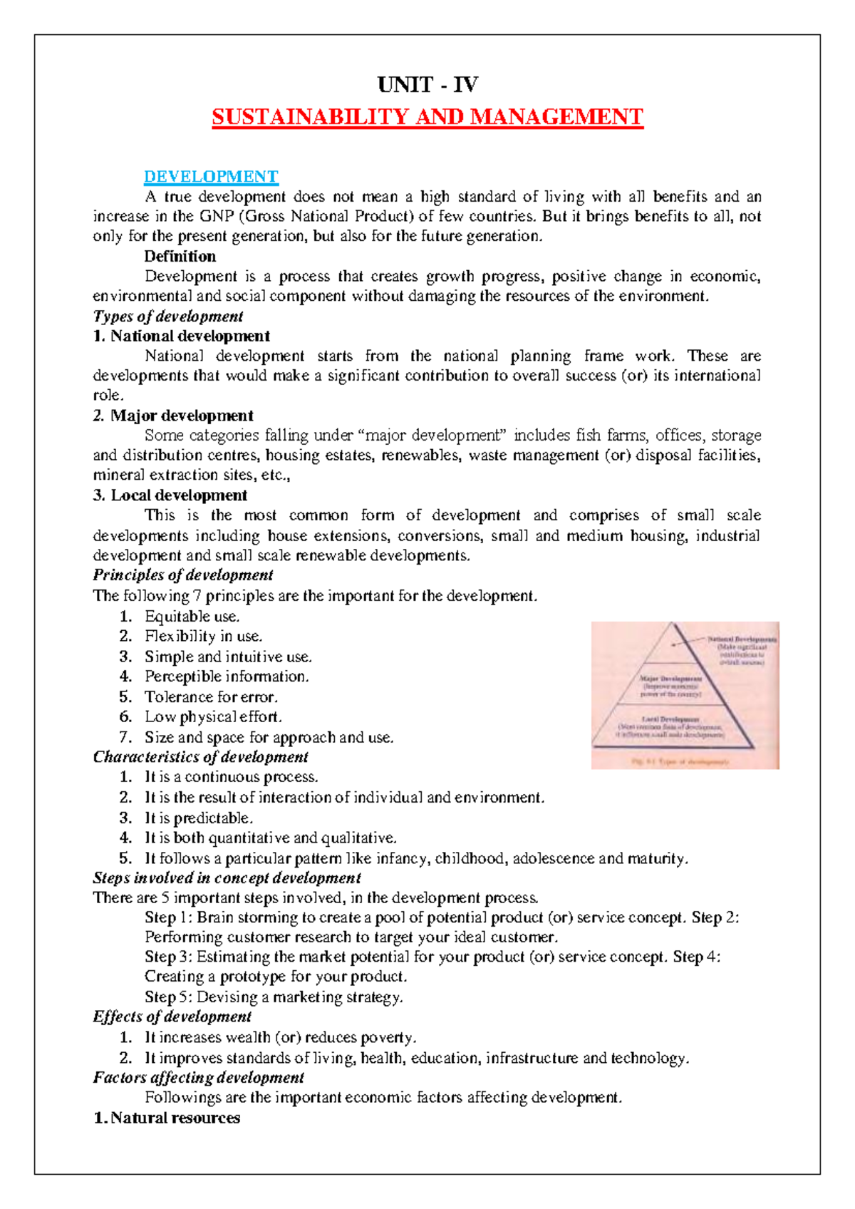 UNIT IV Sustainability AND Management Material - UNIT - IV ...