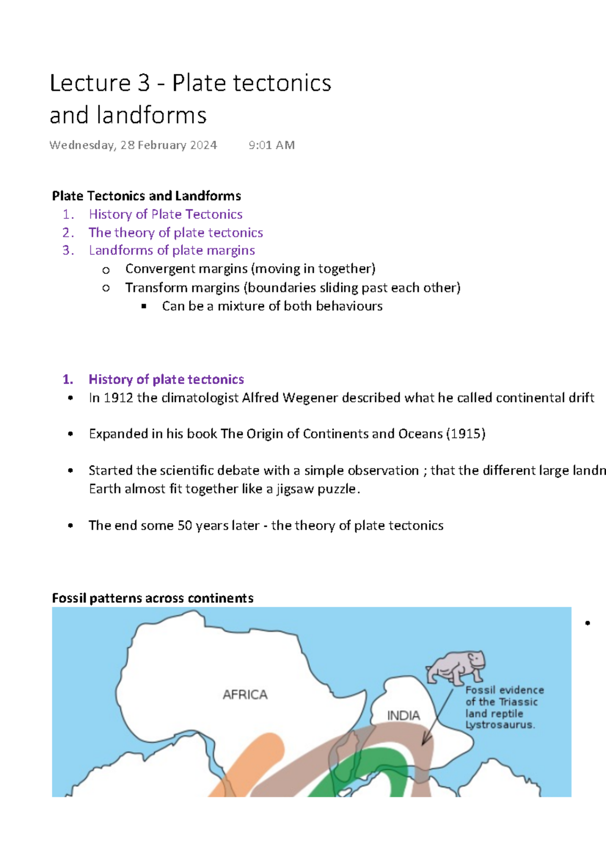 Lecture 3 - Plate tectonics and landforms - Plate Tectonics and ...