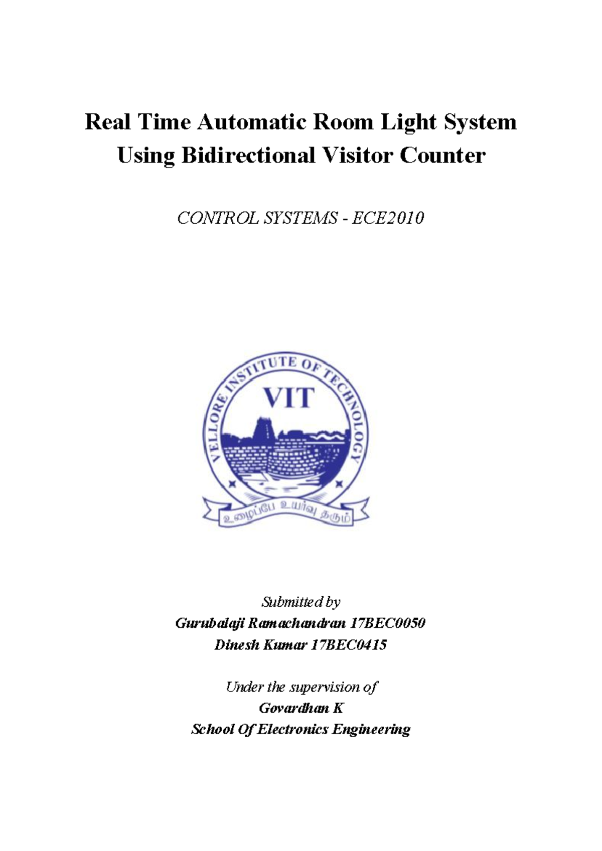 Real Time Automatic Room Light System Using Bidirectional Visitor Counter - Real Time Automatic ...